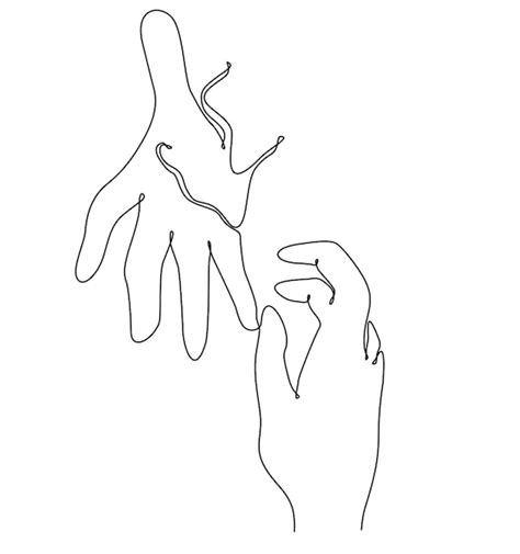 도움을 요청하는 손의 연속 선 그리기 프리미엄 벡터