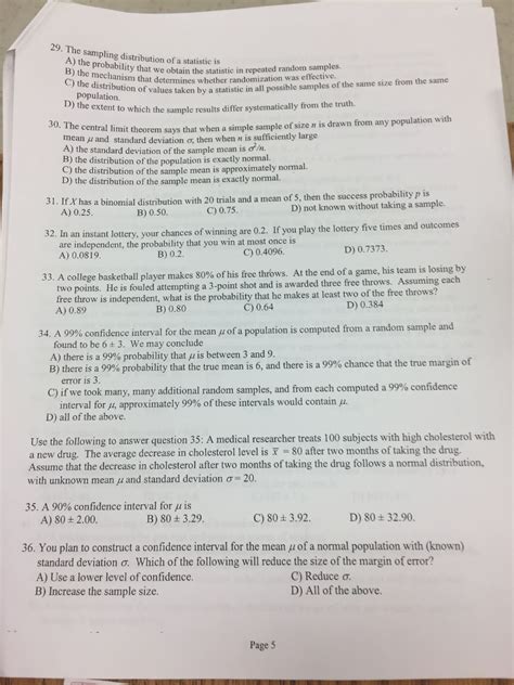 Solved 29 The Sampling Distribution Of A Statistic Is A