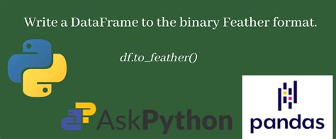 How To Write A Dataframe To The Binary Feather Format AskPython
