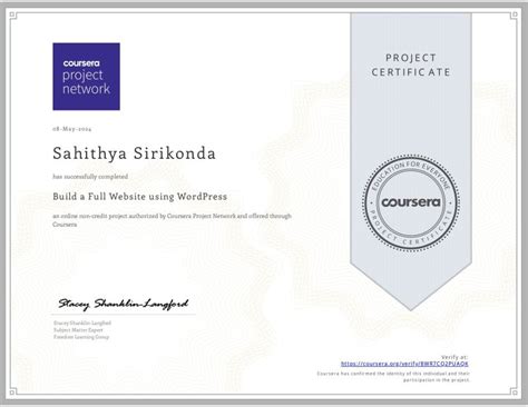 Sahithya Sirikonda On Linkedin Wordpress Webdevelopment Coursera