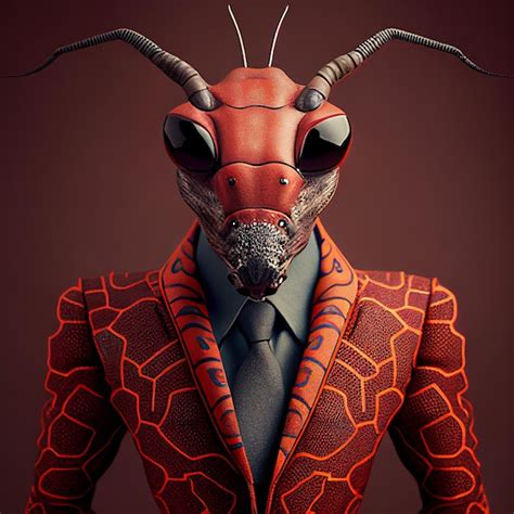 Premium Ai Image A Man In A Suit With A Bug Head On It