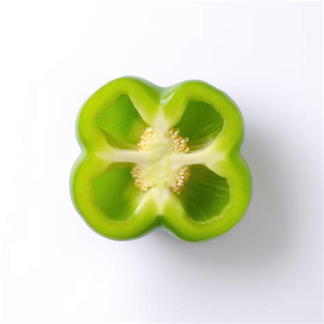 Crosssection Of A Fresh Green Bell Pepper Isolated On A White