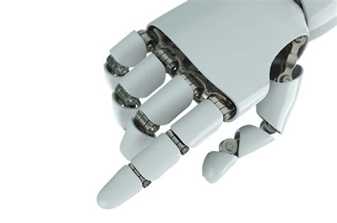 Rendering 3d Lengan Robot Dengan Jari Dan Jari Telunjuk Menunjukkan