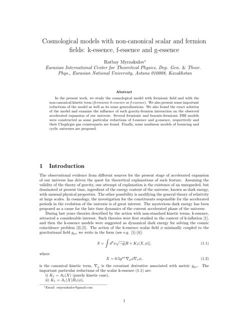 Pdf Cosmological Models With Non Canonical Scalar And Fermion Fields