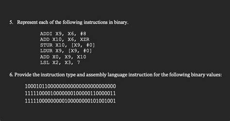 Solved 6 Provide The Instruction Type And Assembly Language