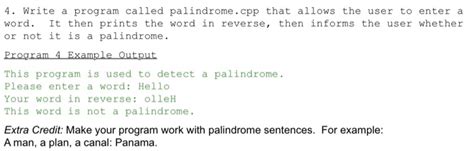 solved 4 write a program called palindrome cpp that allows