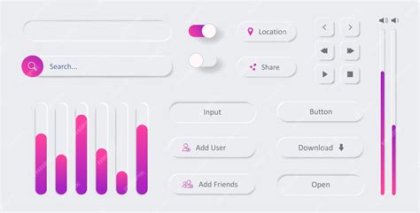 premium vector white web ui design elements set ui ux kit for browser or app buttons search