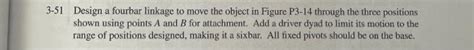 Solved 51 Design A Fourbar Linkage To Move The Object In