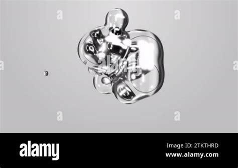 Grey Gray White Silver Metaball Liquid Metasphere 3d Render Motion