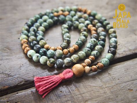 African Turquoise And Meranti Full Mala Japa Mala Beads