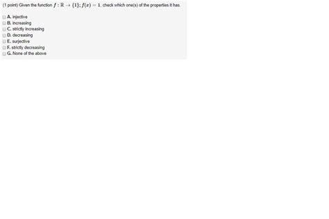 solved 1 point given the function f r {1} f x 1