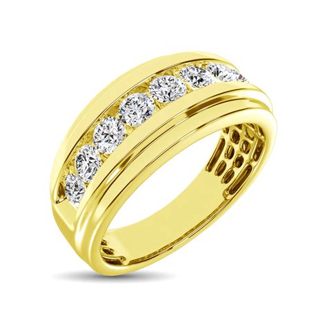 10k Yellow Gold 12 Cttw Diamond Satin Finish Mens Band Unclaimed