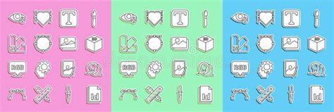 Set Line Id File Document Light Bulb With Concept Of Idea Isometric Cube Text Circle Bezier