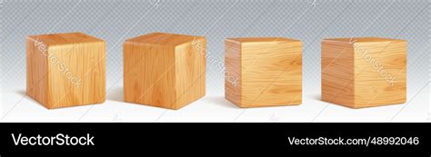 3d Wood Cube Block To Play Game Realistic Vector Image