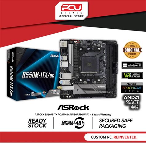 Asrock B550m Itx Ac Am4 Mainboard Wifi 3 Years Warranty Shopee