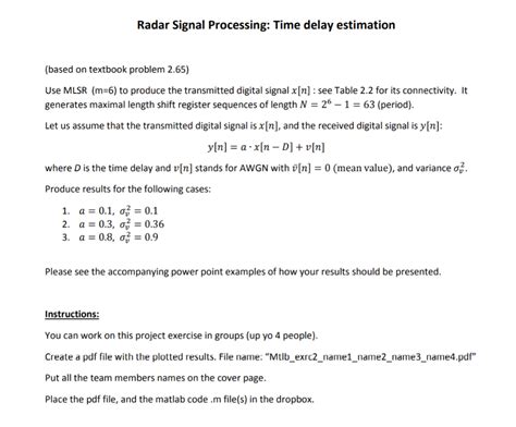 Radar Signal Processing Time Delay Estimation Based Chegg
