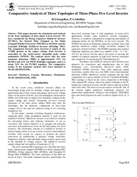 Pdf Comparative Analysis Of Three Topologies Of Three Phase Five