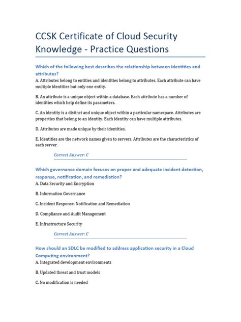 Ccsk Practice Questions Pdf Cloud Computing Security