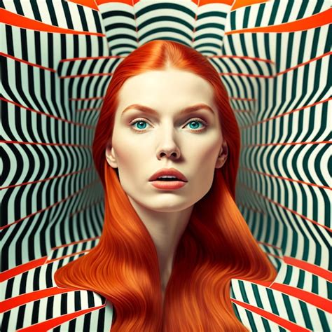 Premium Ai Image Generative Ai Optical Art Fashion Portrait Redhead