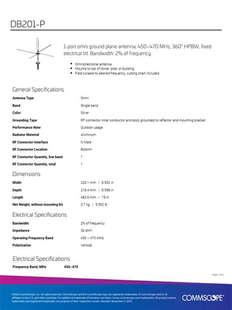 Db201 P Product Specifications Pdf Antenna Radio Electromagnetic Radiation
