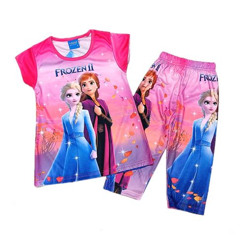 เสื้อผ้าเด็กผู้หญิง ชุดเด็กผู้หญิง ชุดเสื้อกางเกง ลายเจ้าหญิง เอลซ่า โซเฟีย ผ้ามันผ้าไมโค Pm999