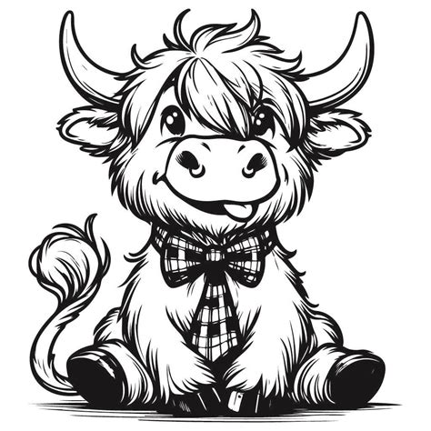 Free Cute Highland Cow Svg Black And White Svg Vector File For Laser