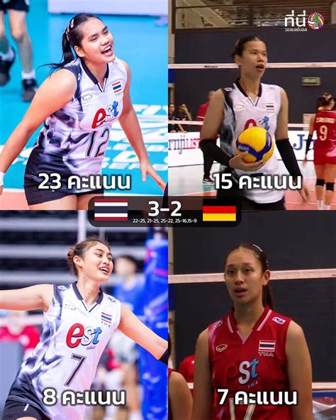 วอลเลย์บอลหญิงรวมดาว🇹🇭⭐⭐⭐ ผู้เล่นทำคะแนนสูงสุด ไทย 🇹🇭 ชนะ 3 2 🇩🇪 เยอรมัน 22 25 21 25 25 22