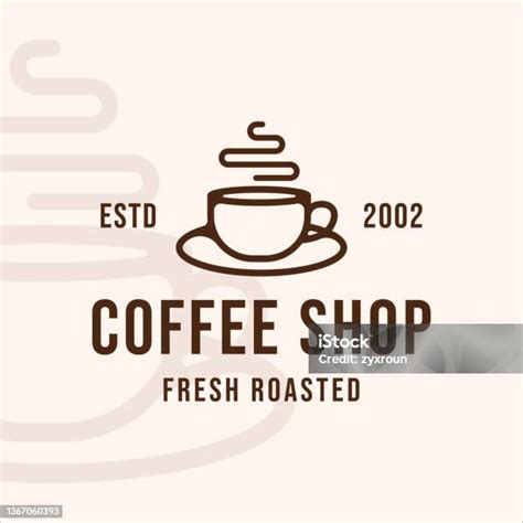 머그컵 또는 컵 커피숍 로고 라인 아트 빈티지 벡터 일러스트 템플릿 아이콘 그래픽 디자인 비즈니스용 음료 또는 음료 표지판 또는