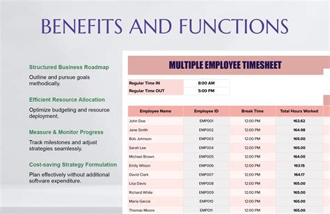 Multiple Employee Timesheet Template In Excel Google Sheets Download