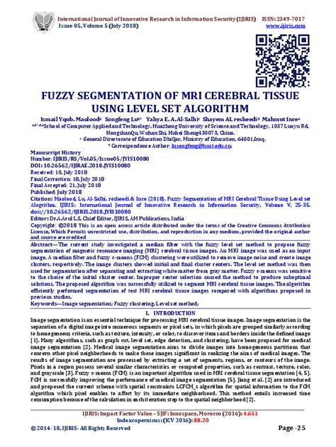 Pdf Fuzzy Segmentation Of Mri Cerebral Tissue Using Level Set Algorithm