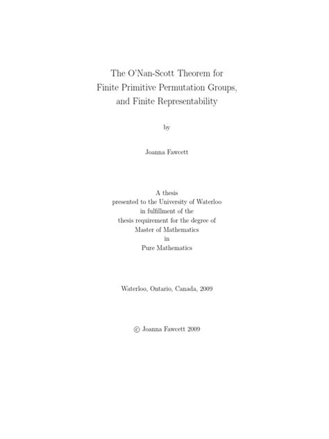 The Onan Scott Theorem For Finite Primitive Permutation Groups And