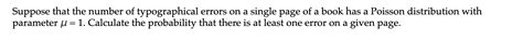 Solved Suppose That The Number Of Typographical Errors On A