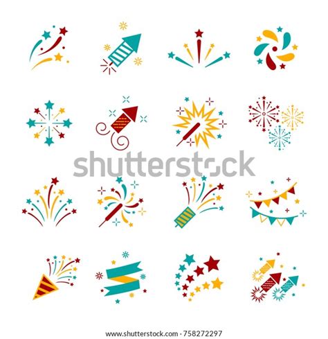 축하를화력 아이콘은 꽃잎 별들로 화려하게 꾸며져 스톡 벡터로열티 프리 758272297