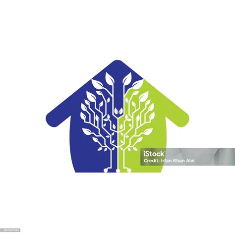 기술 트리 벡터 로고 디자인 템플릿 네트워크 트리를 홈 아이콘 로고와 연결합니다 0명에 대한 스톡 벡터 아트 및 기타 이미지