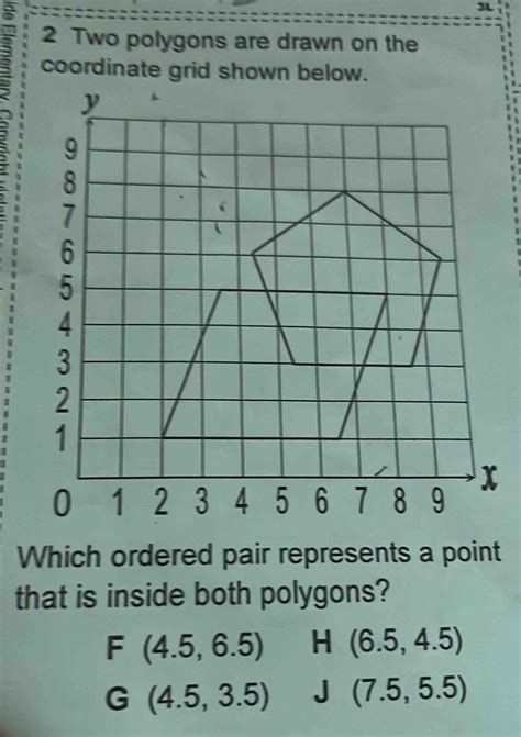 Solved 3 2 Two Polygons Are Drawn On The Coordinate Grid Shown Below Which Ordered Pair
