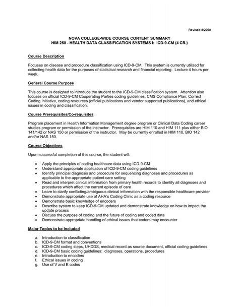 Health Data Classification Systems I