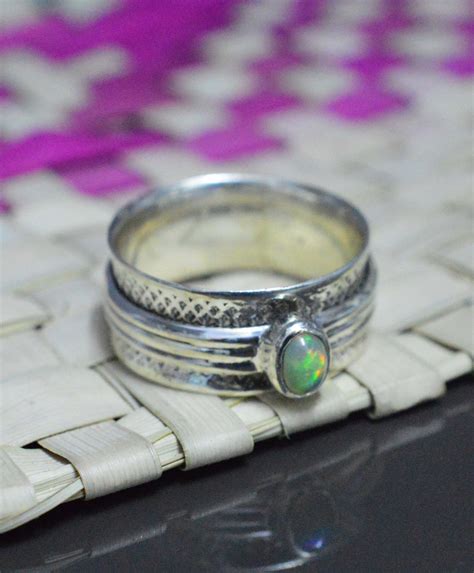 Ethiopian Opal 925 Sterling Silver Natural Gemstone Ring October