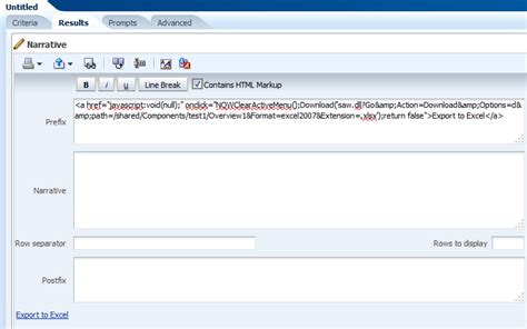 Obiee In Il Obiee Custom Export To Excel Link
