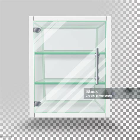 유리 캐비닛 벡터 광고 빈 서 투명 한 배경에 고립입니다 유리 쇼케이스 전시 및 제품에 대 한 광고 벡터 일러스트 레이 션 3