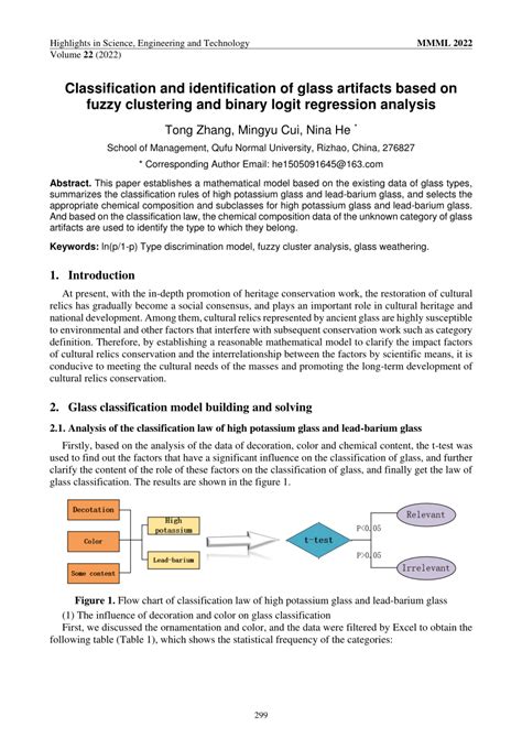 Pdf Classification And Identification Of Glass Artifacts Based On Fuzzy Clustering And Binary