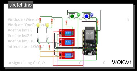 Multi 2 Button 2 Ch 3 Relay Bink Wokwi Esp32 Stm32 Arduino Simulator