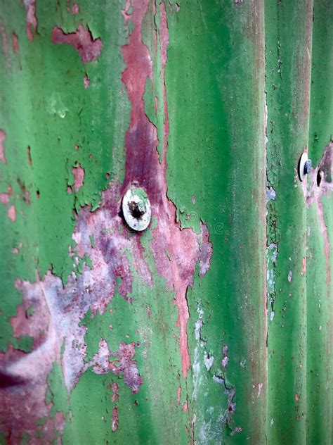 Red Rust On Green Zinc Sheet With Wall Background Vertical Photo Image Stock Photo Image Of