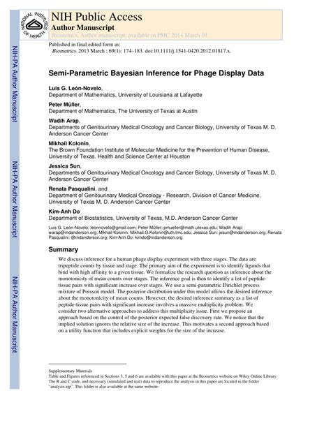 PDF Semi Parametric Bayesian Inference For Phage Display Data