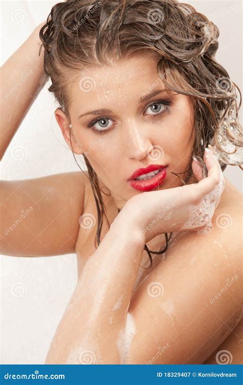Woman With Soap Foam Stock Image Image Of Spread Soap 18329407