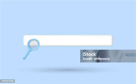 파란색 배경에 격리된 웹 검색 창입니다 Ui 디자인을위한 탐색 모음 빈 브라우저 템플릿을 검색합니다 벡터 일러스트 레이 션 3차원 형태에 대한 스톡 벡터 아트 및 기타