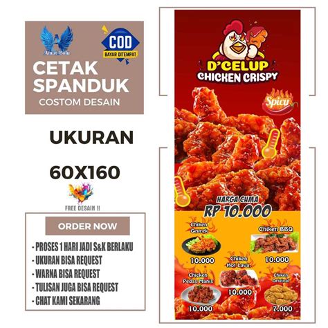 Jual Cetak Spanduk Banner Dcelup Chicken Crispy Costom Desain Shopee