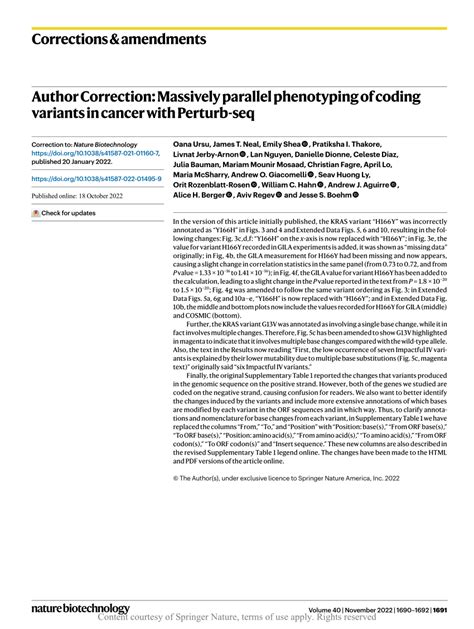 Author Correction Massively Parallel Phenotyping Of Coding Variants In