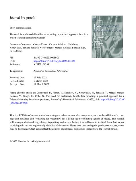 Pdf The Need For Multimodal Health Data Modeling A Practical