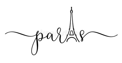 Love Paris Elegant Calligraphy And Eiffel Tower T Shirt Design Stock Illustration