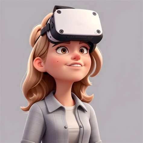 futuristic gaze woman using vr headset and looking up premium ai